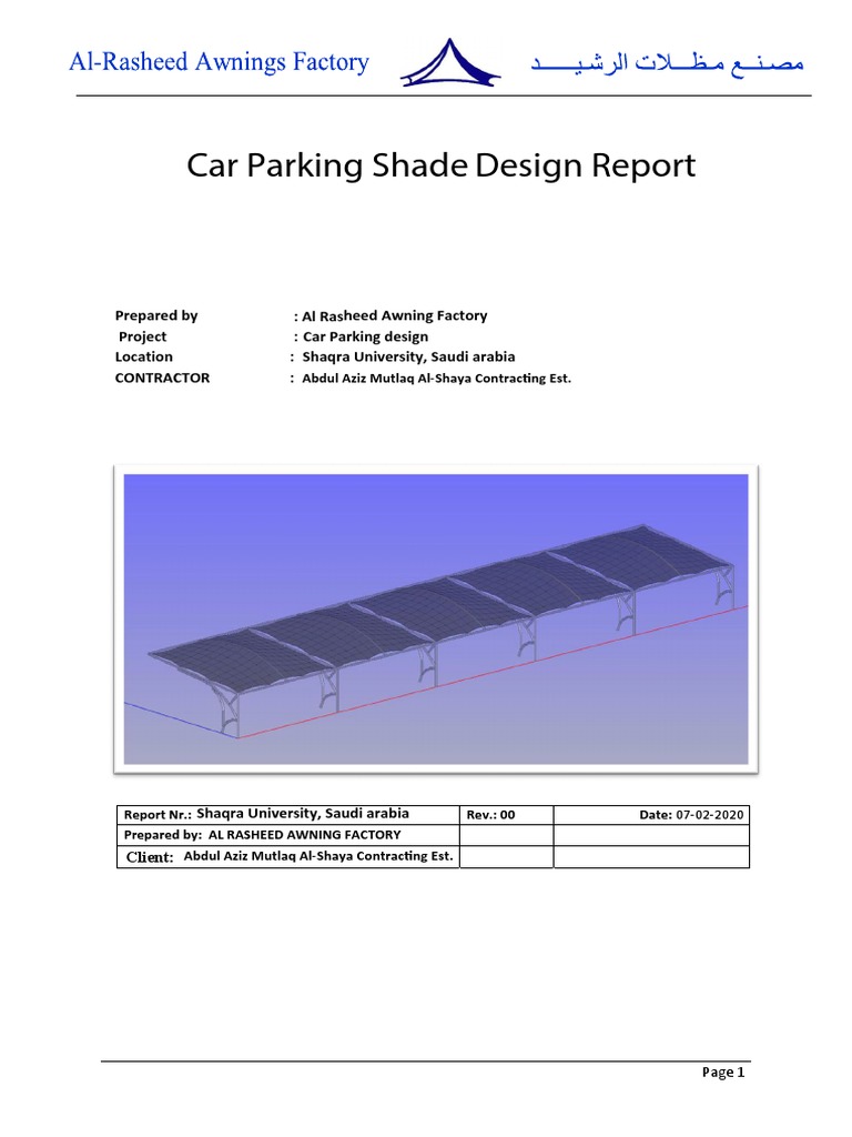 Car Parking Shade Design Report | PDF | Stress (Mechanics) | Buckling