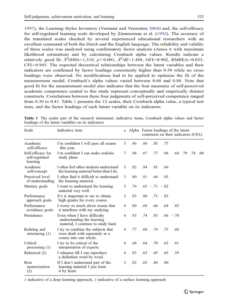 Perceived Academic Competence Scale | PDF