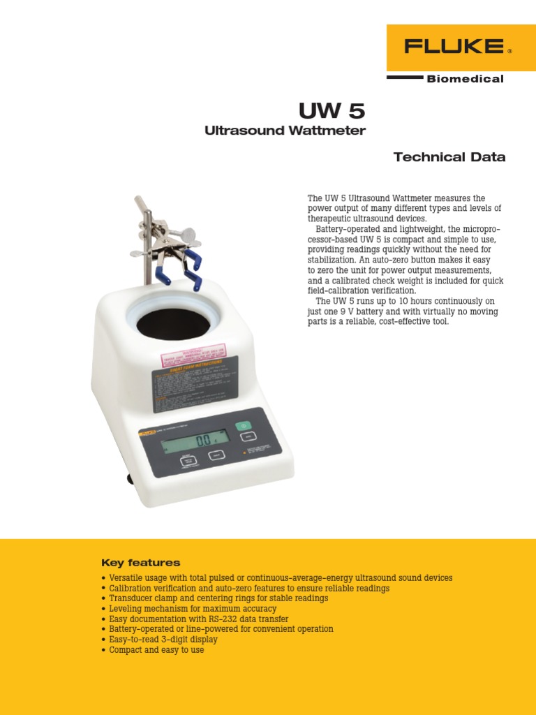 Fluke Biomedical Uw 5 Ultrasound Wattmeter Data Sheet | PDF ...