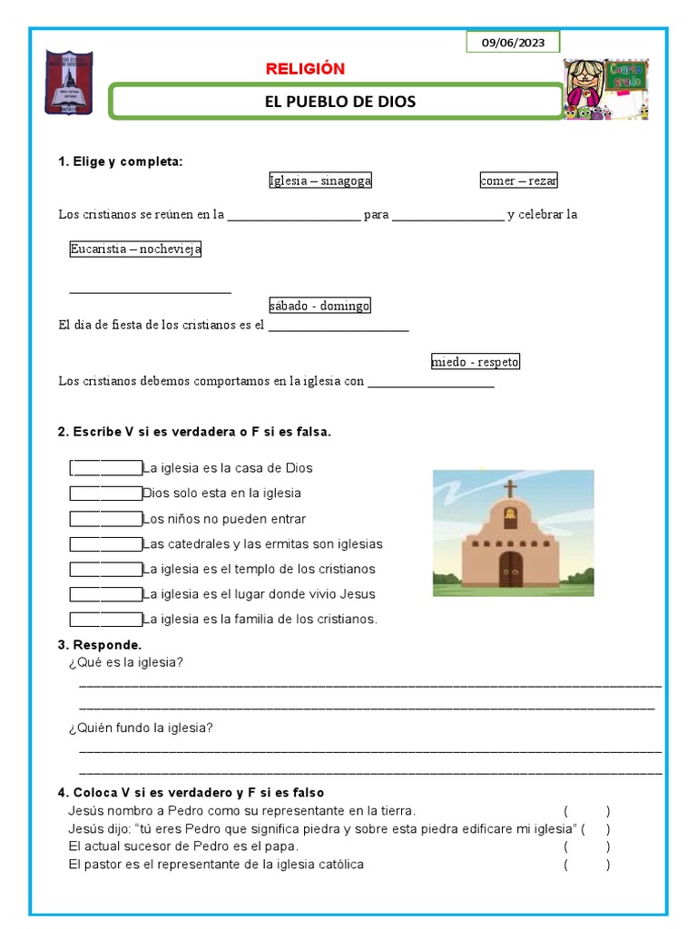 FICHA-RELIGION 09-06 | PDF | Iglesia cristiana | Iglesia Católica