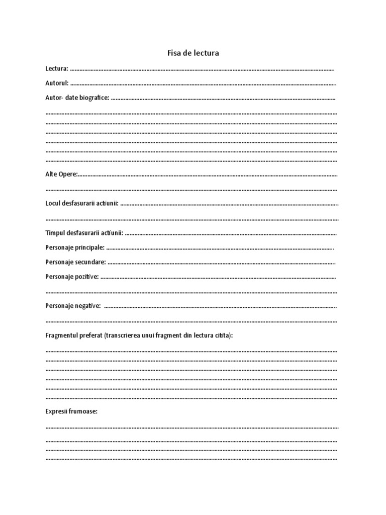 Fisa de Lectura | PDF