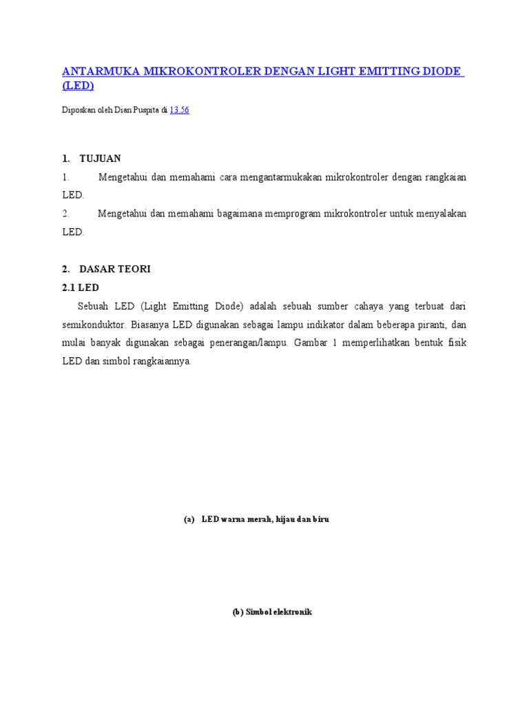 Antarmuka Mikrokontroler Dengan Light Emitting Diode | PDF