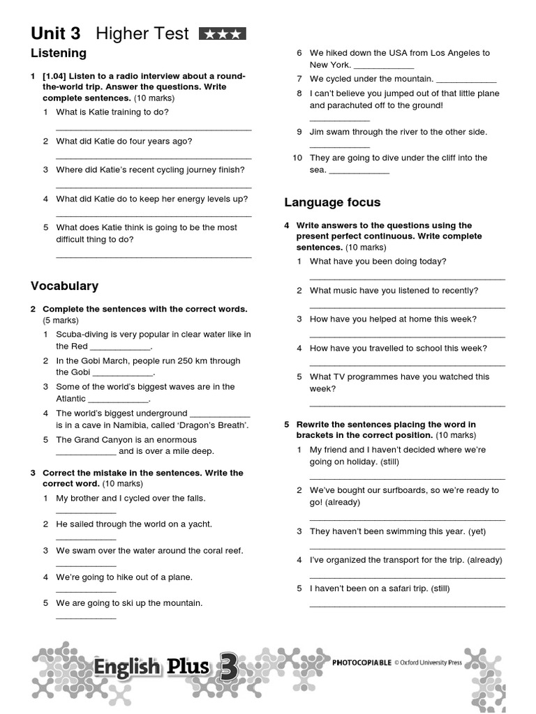 Unit 3 Higher Test | PDF