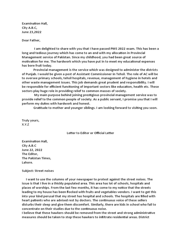 Format of Letter in PMS | PDF