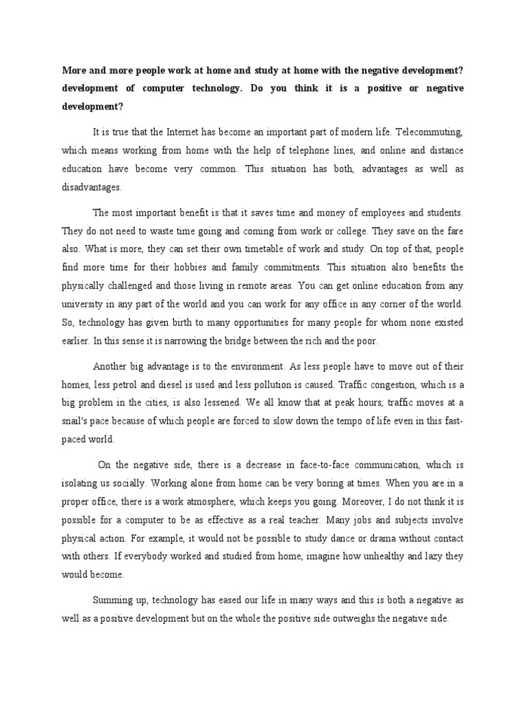 Working and Studying at Home - IELTS Essay PDF | PDF | Career & Growth