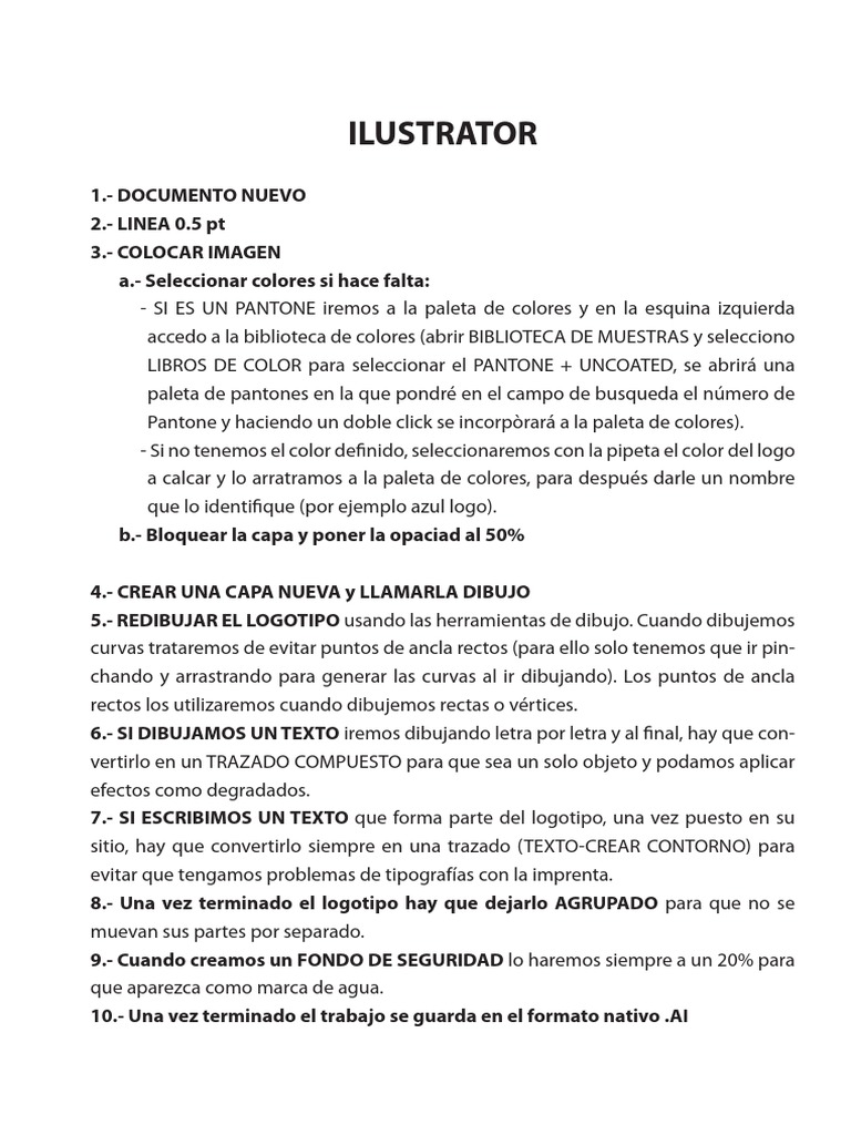Instrucciones Ilustrator | PDF