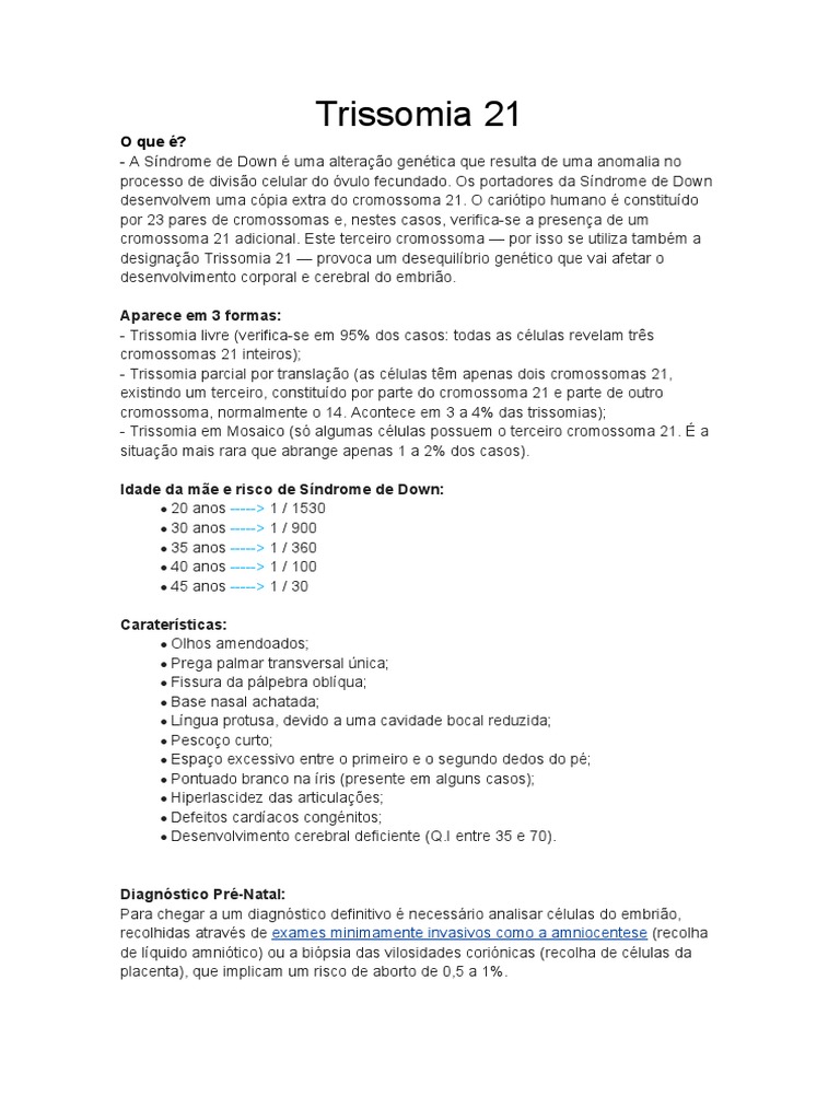 Entendendo a Trissomia 21 | PDF