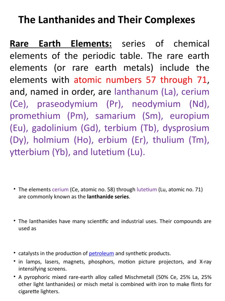 The Lanthanides and Their Complexes | PDF | Lanthanide | Physical Sciences
