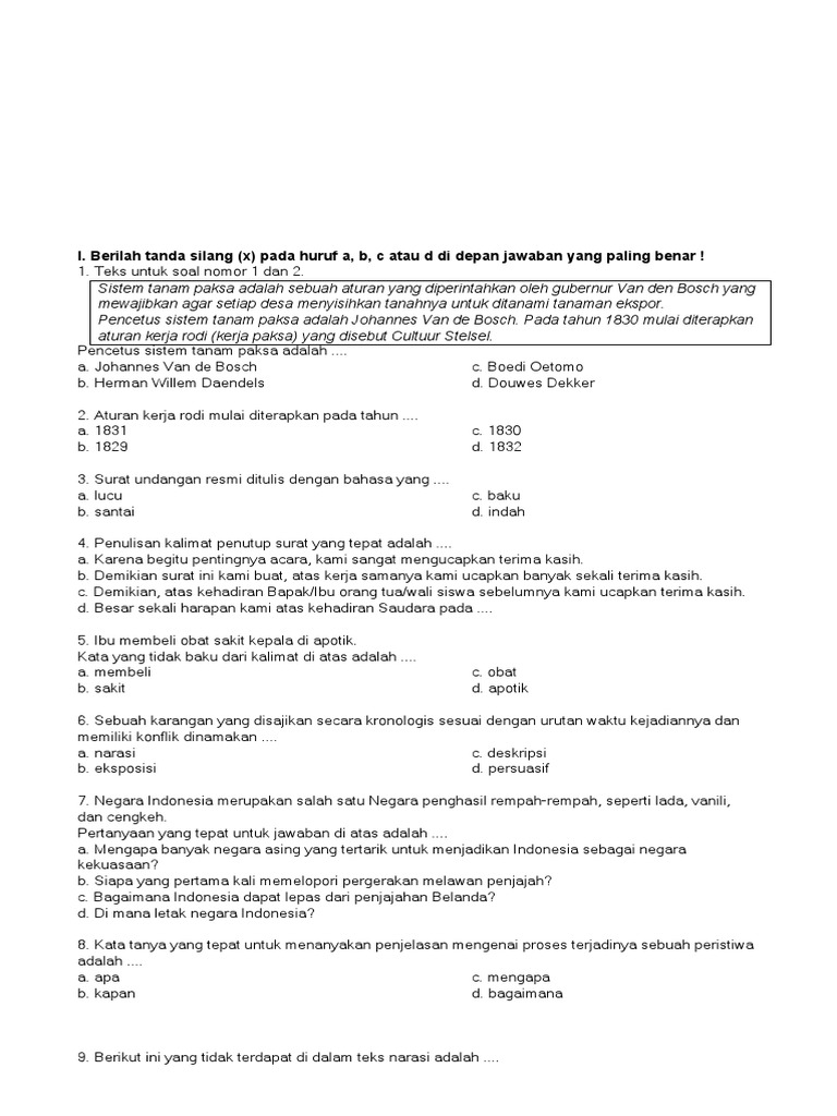 Soal Tema 7 Kelas 5 Semester 2 T.A 2022-2023 Mapel Bahasa Indonesia | PDF