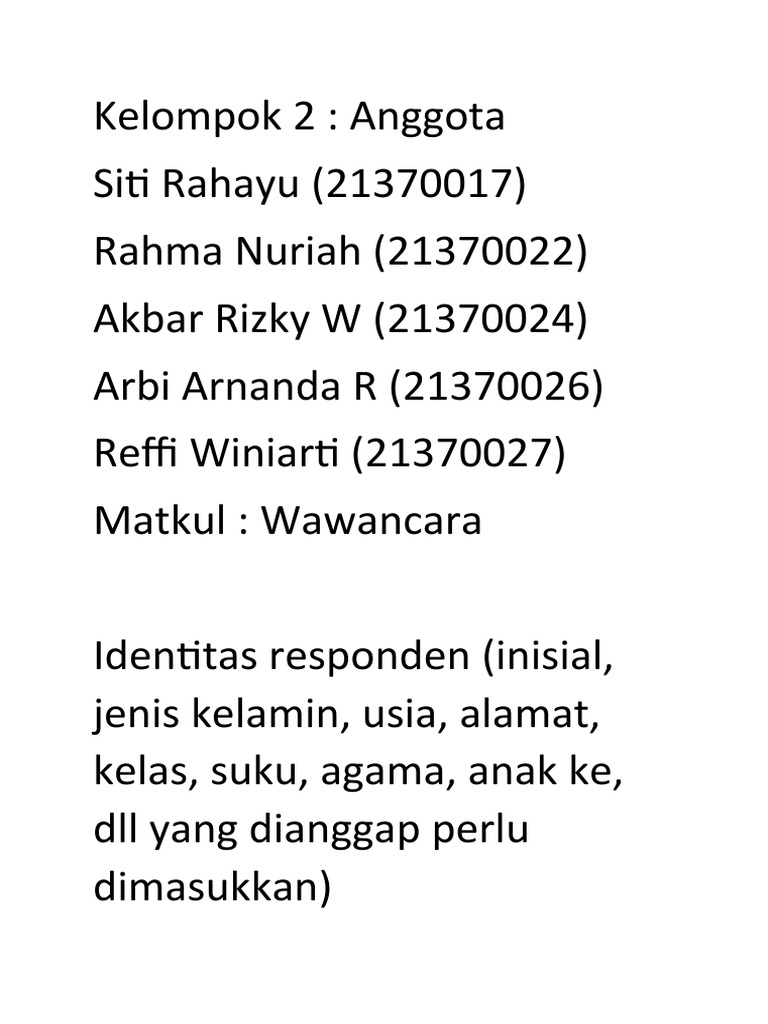 Guide Wawancara | PDF