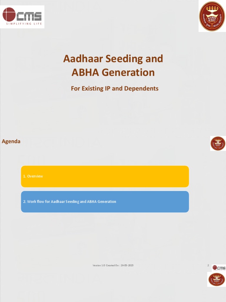 Aadhaar Seeding and ABHA Gen. For Existing IP - IP Portal | PDF