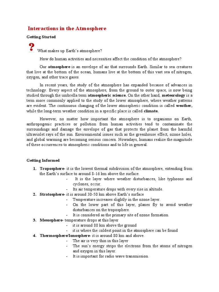 Understanding Atmospheric Interactions | PDF | Atmosphere Of Earth ...