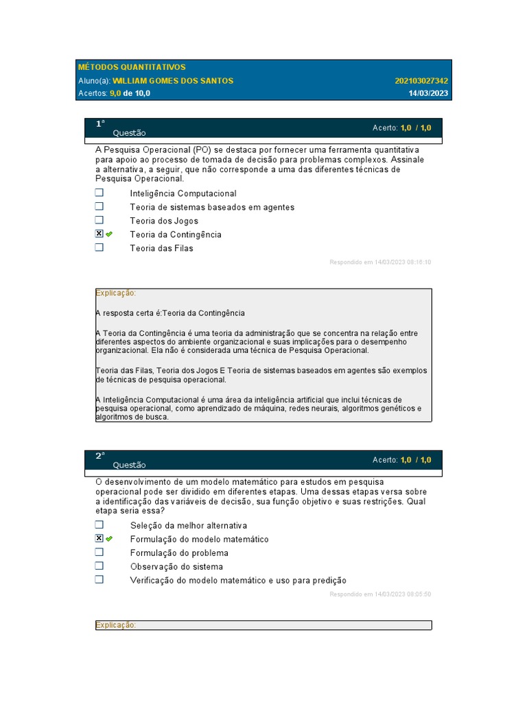 Prova I - MÉTODOS QUANTITATIVOS | PDF | Pesquisa operacional | Matemática