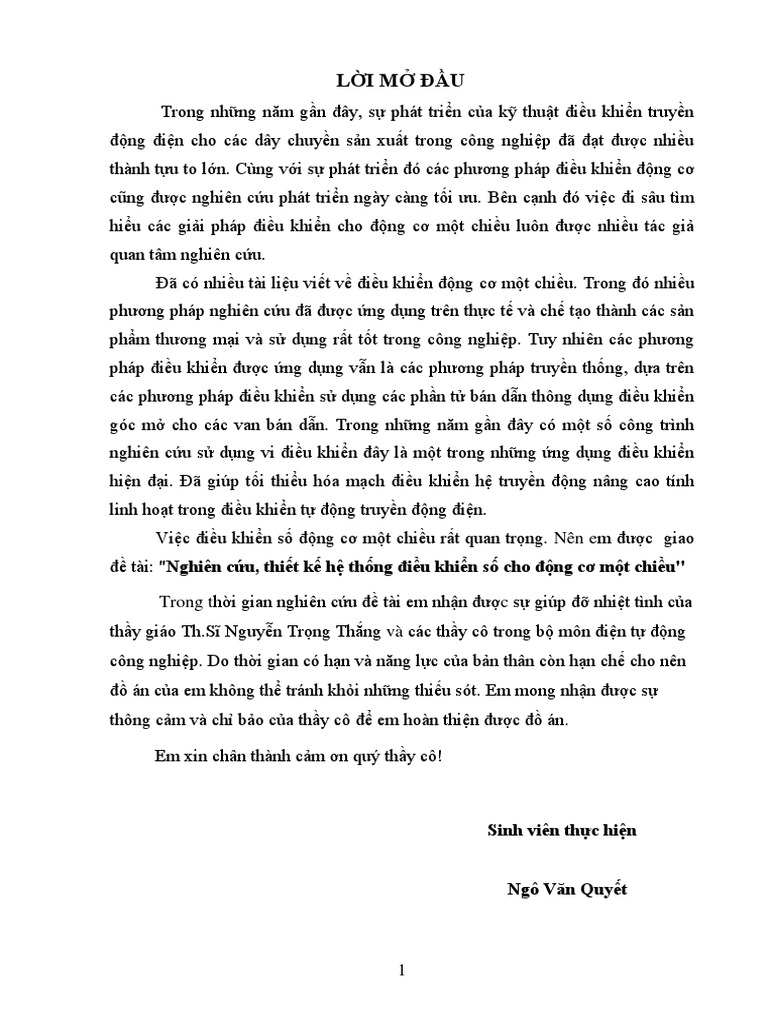 Dieu Khien So Dong Co Dien 1 Chieu | PDF