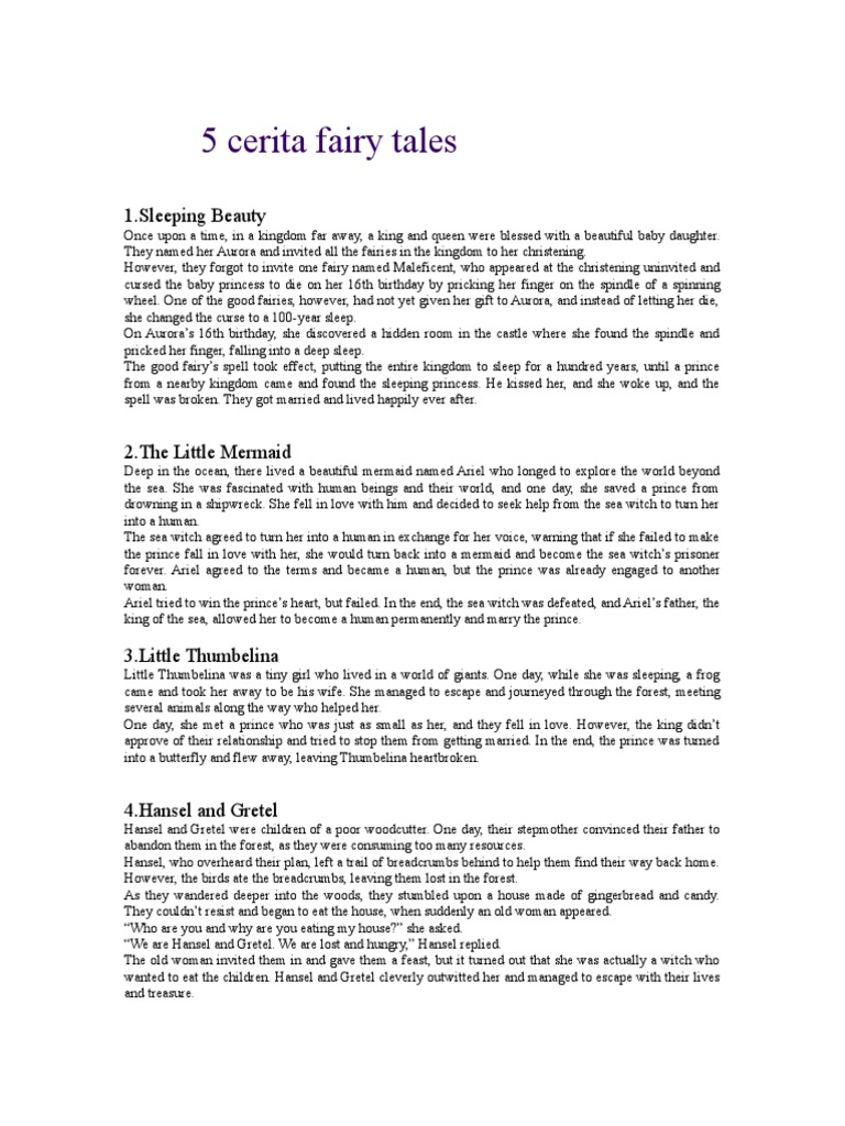 5 Cerita Fairy Tales | PDF