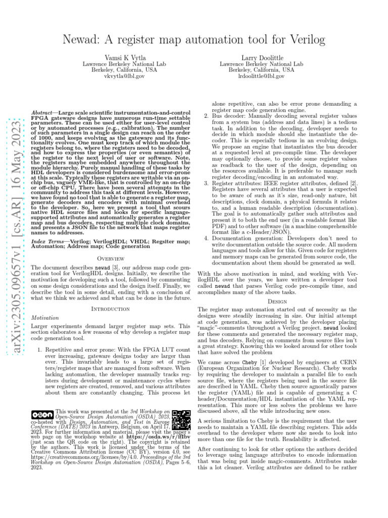 Newad A Register Map Automation Tool For Verilog | PDF | Hardware Description Language | Vhdl