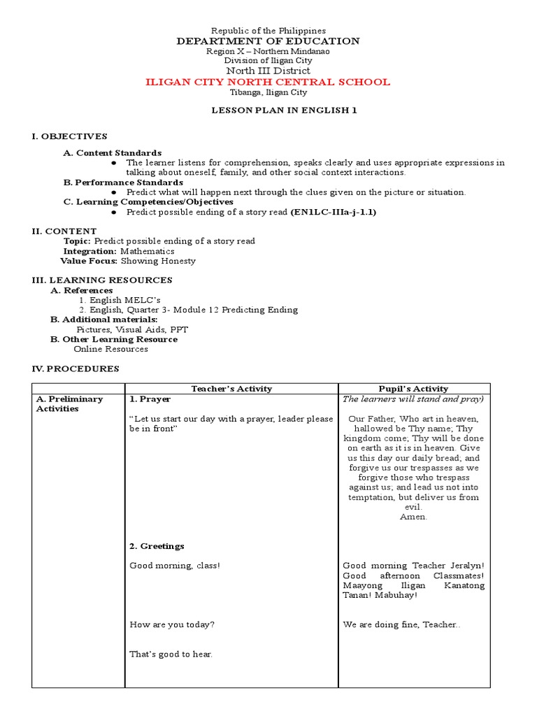 Predicting Story Endings for Grade 1 | PDF | Lord's Prayer | Learning