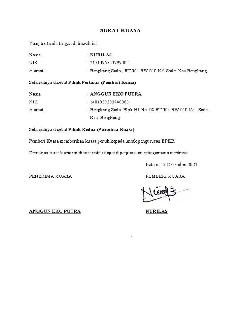 Surat Kuasa Pengurusan Dokumen | PDF