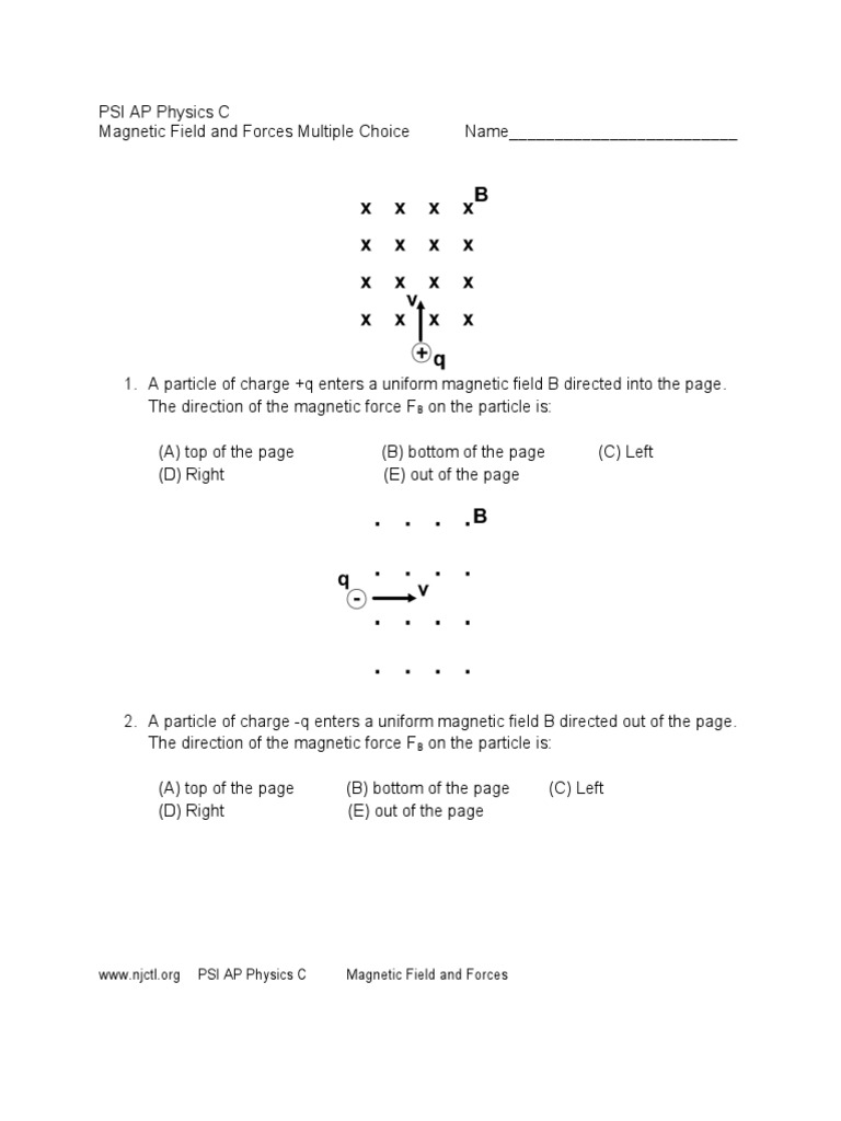 ap-physc-em_magnetic-field-forces-multiple-choice_2017-07-21 | PDF ...