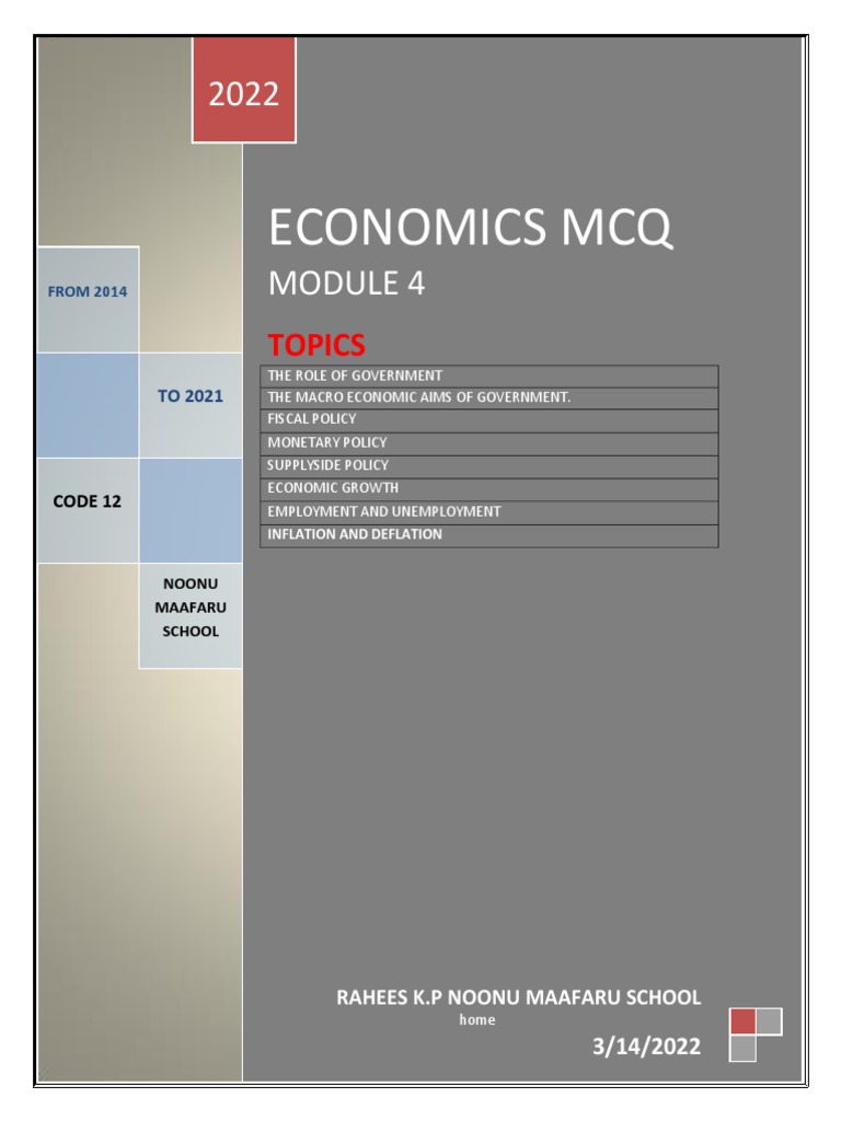 Module - 4 Eco MCQ 2014 - 2021 | PDF | Taxes | Inflation