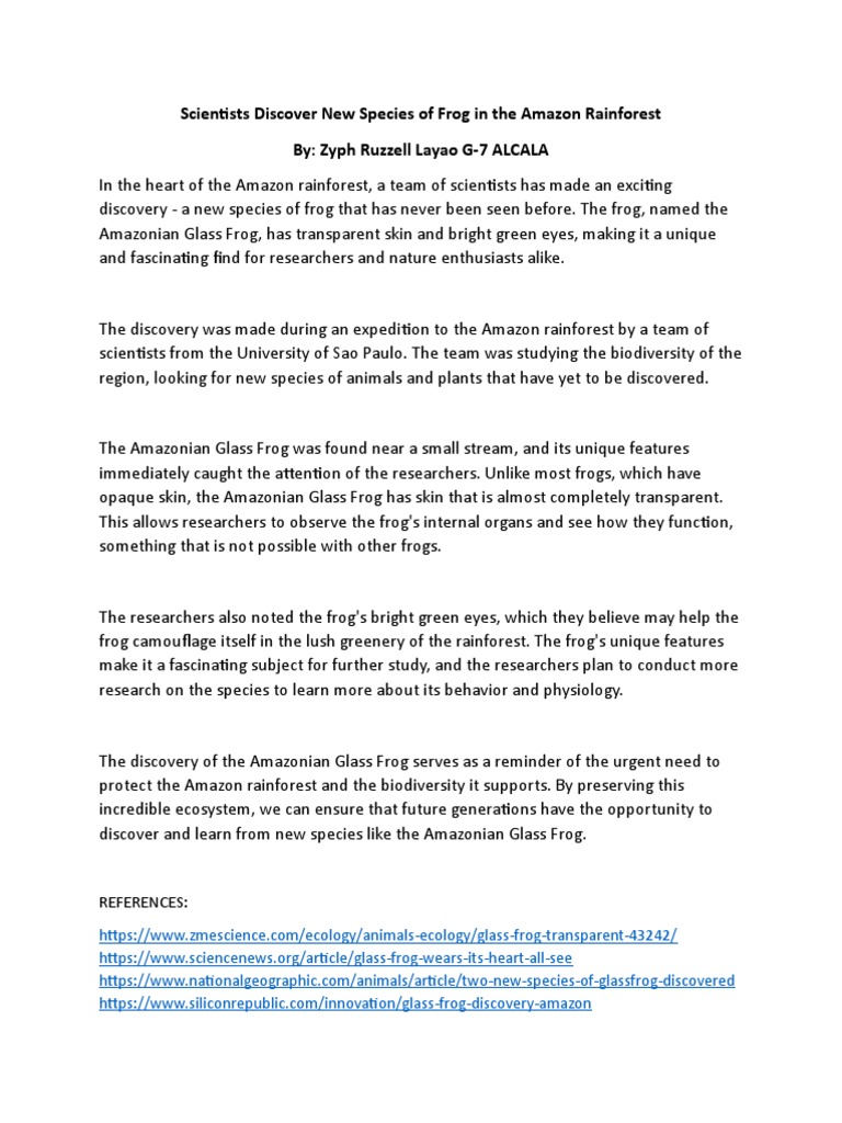 Scientists Discover New Species of Frog in The Amazon Rainforest | PDF ...