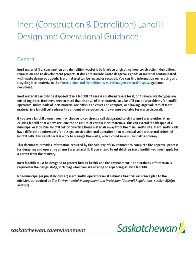 Inert Waste Guidance Document | PDF | Waste | Landfill