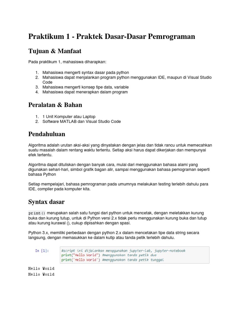 Panduan Dasar Pemrograman Python | PDF | Komputer