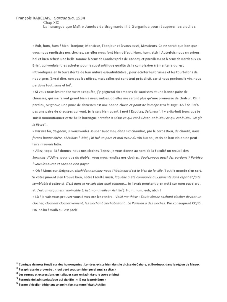 Harangue de Janotus à Gargantua | PDF | Droit | Religion et spiritualité