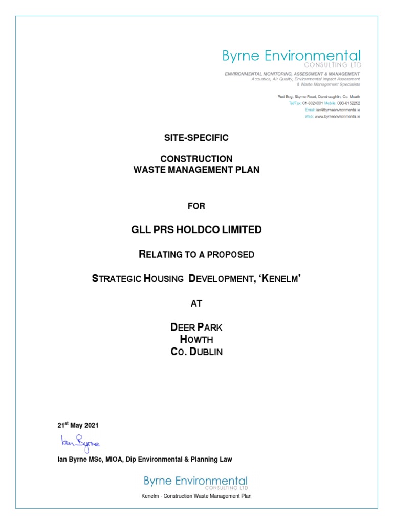 Construction Waste Management Plan | PDF