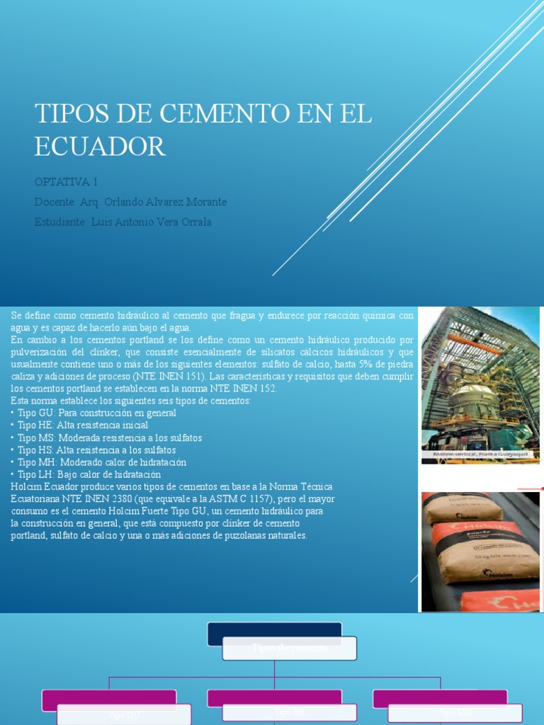 Tipos de Cemento en Ecuador | PDF | Cemento | Procesos industriales