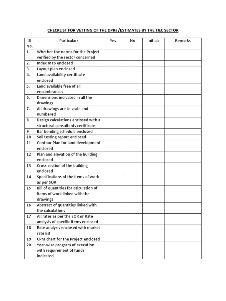 DPR Vetting Checklist for T&C Sector | PDF | Technology & Engineering