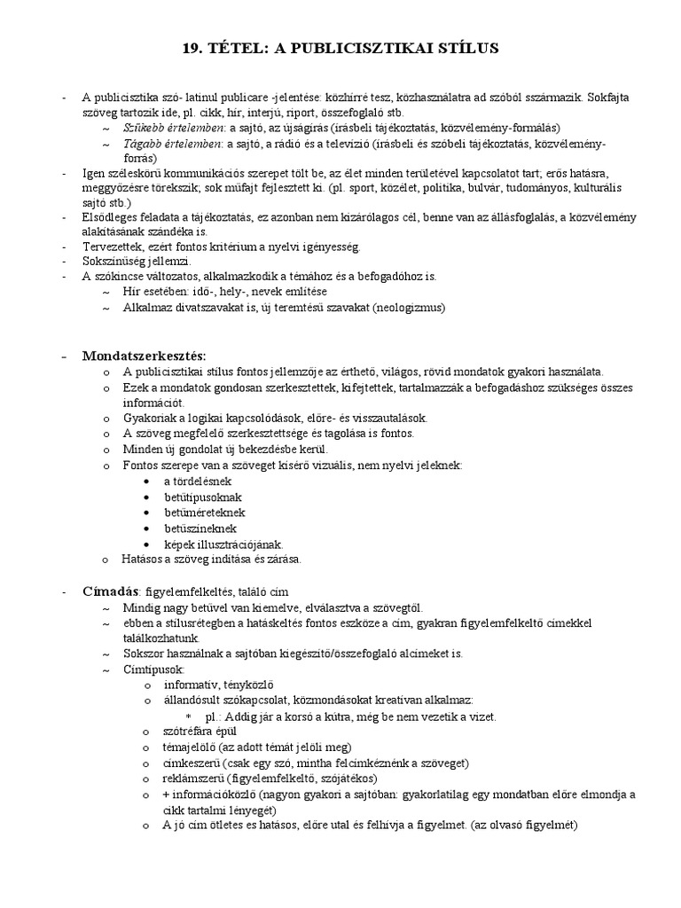 A Publicisztikai Stílusdocx | PDF