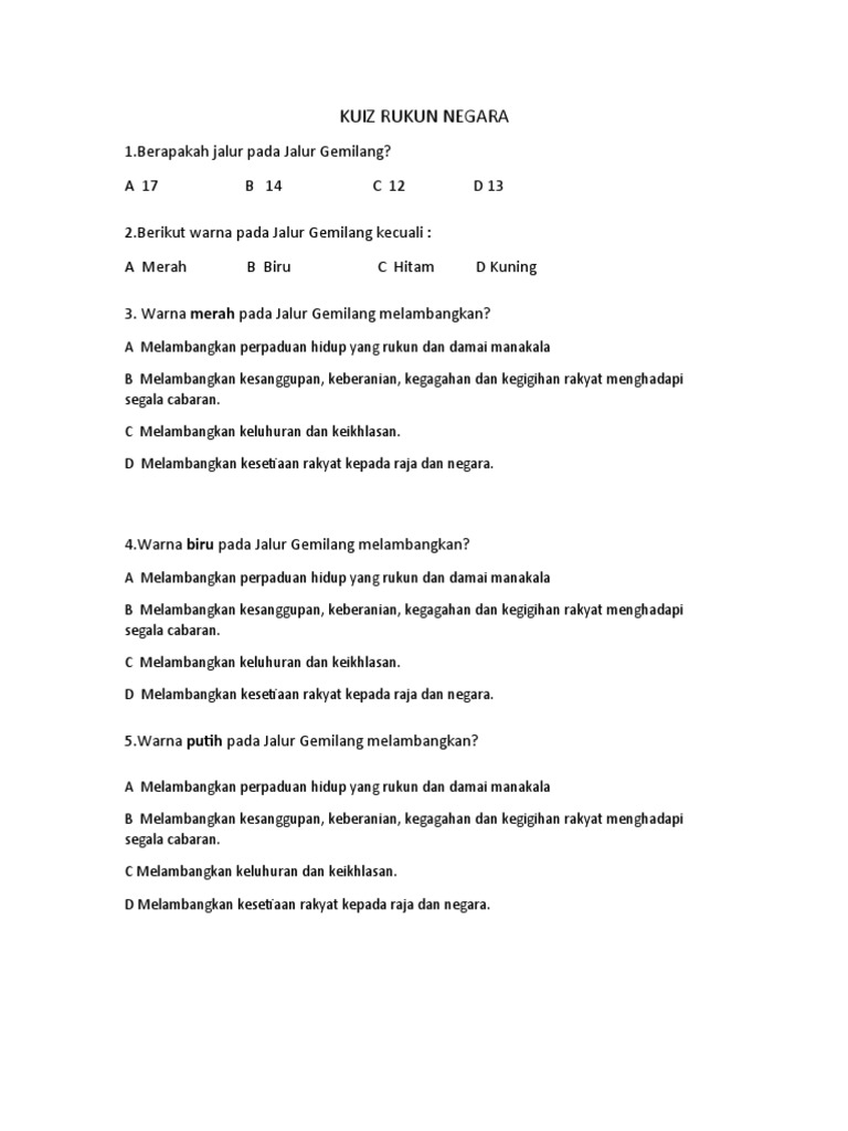 Kuiz Rukun Negara | PDF