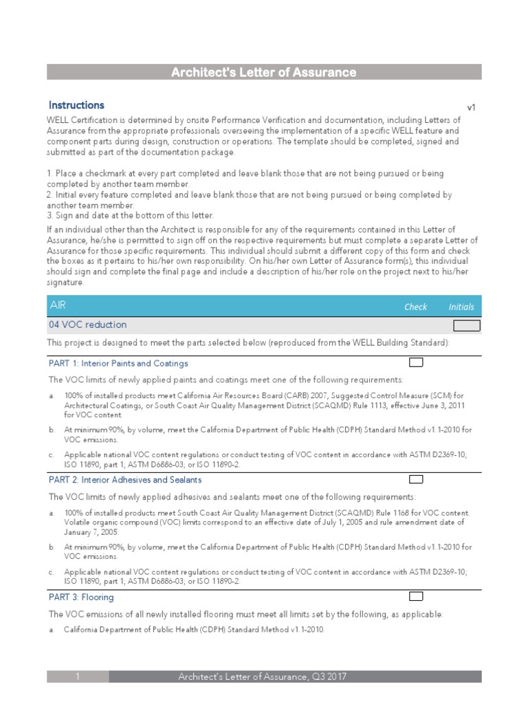 Architect Letter of Assurance (v1) | PDF