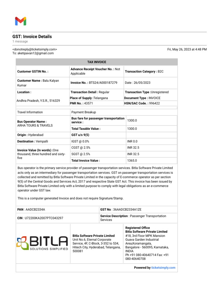 Gmail - GST - Invoice Details | PDF | Invoice | Payments