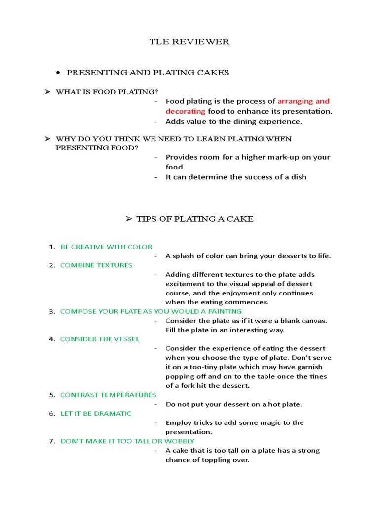 Tle Reviewer | PDF | Cakes | Custard