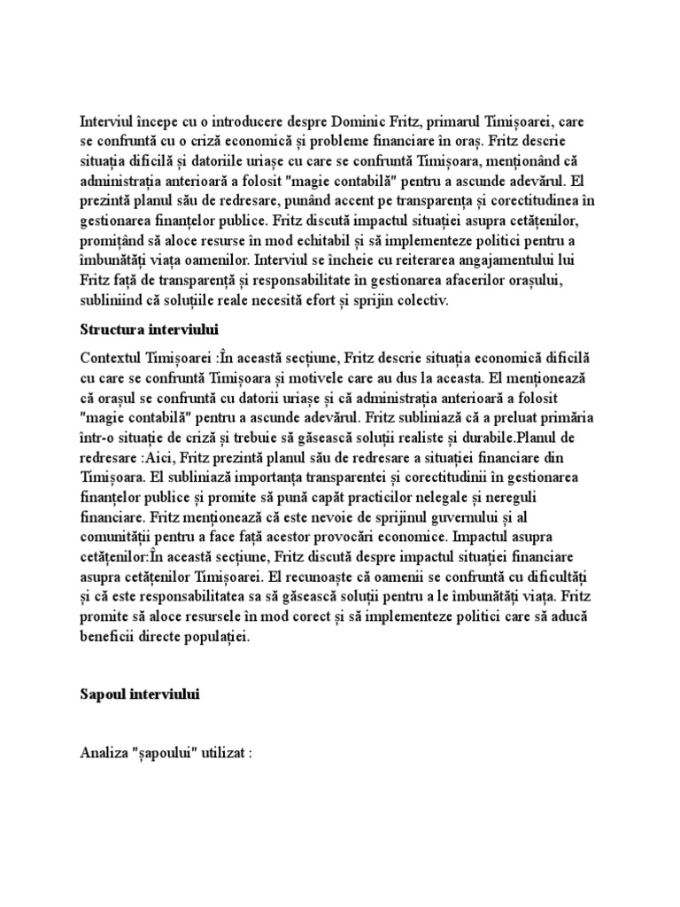 Analiza Unui Interviu | PDF