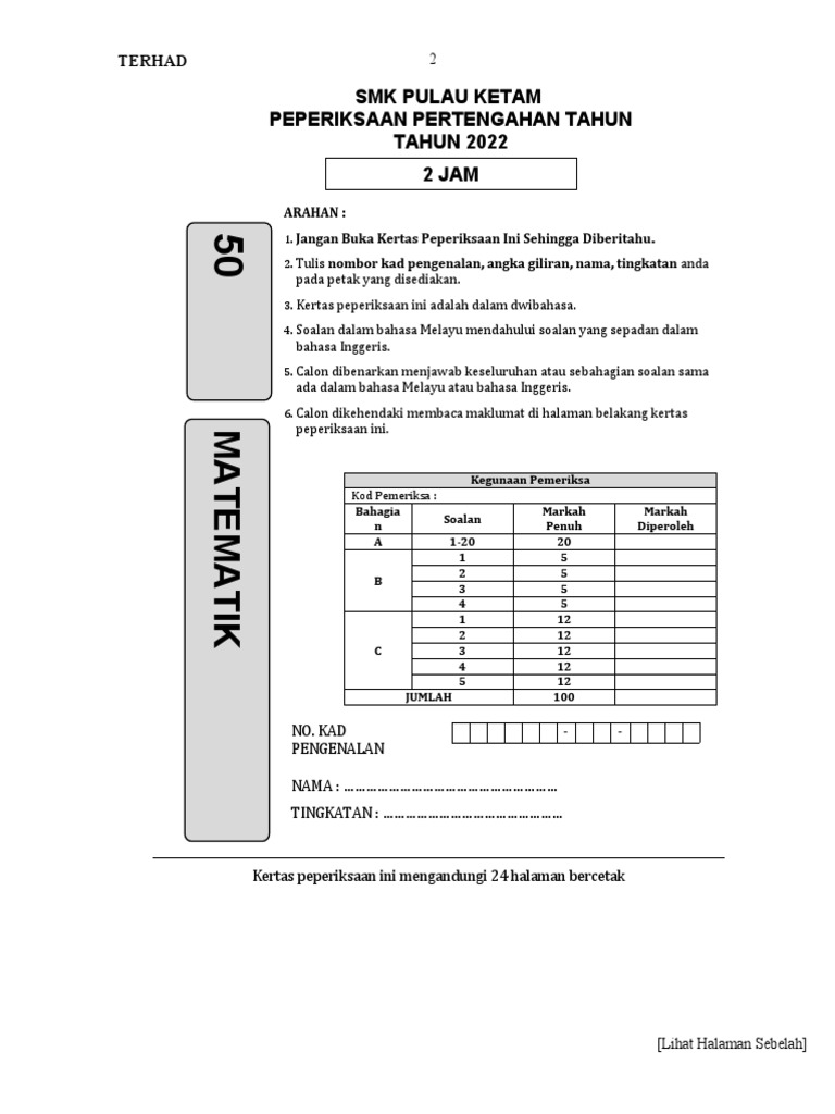 Soalan Matematik Tingkatan 3 PPT | PDF