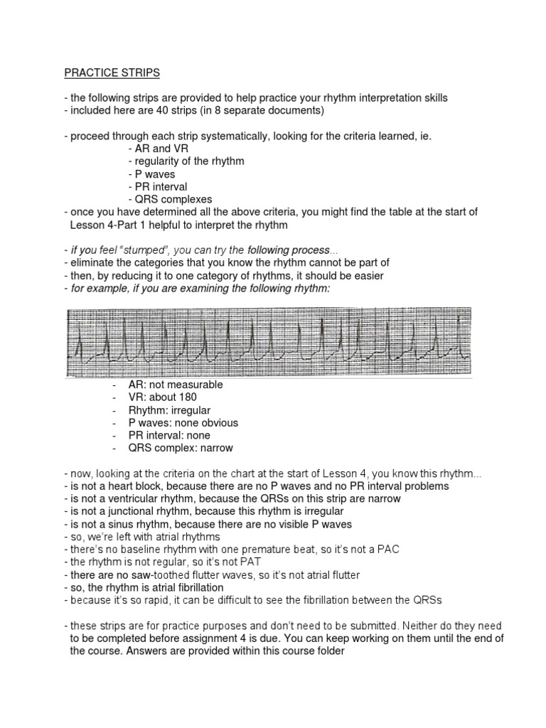 ECG Rhythm Interpretation Practice Strips | PDF | Language Arts ...