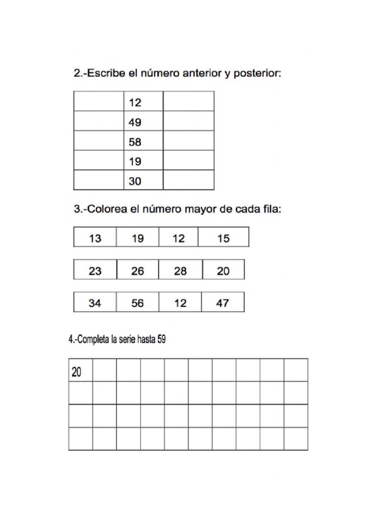 prueba matematicas numeración hasta el 100 | PDF