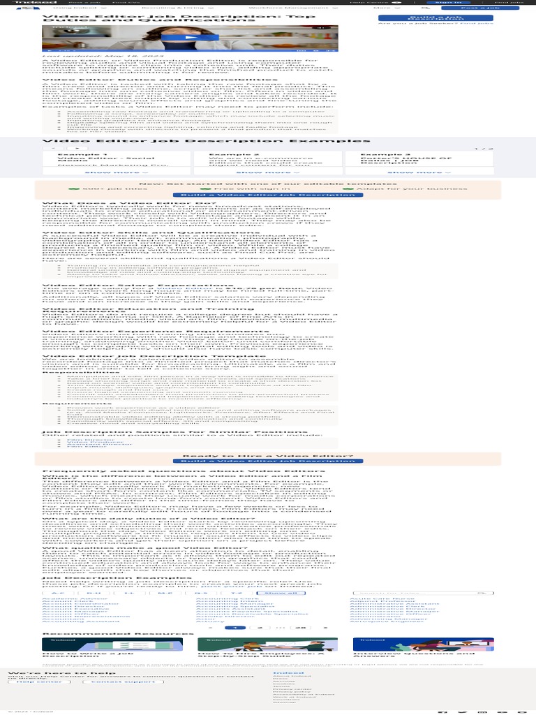 Video Editor Job Description (Updated For 2023) | PDF | Computers