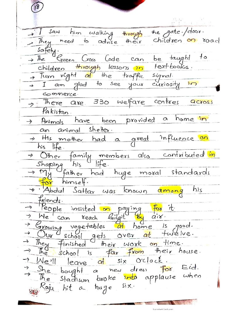 Class 8 Preposition | PDF