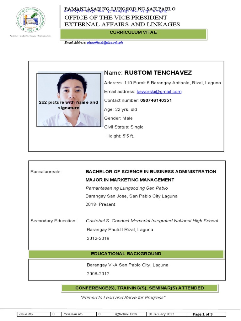 Curriculum Vitae For Ojt Form 5 | PDF