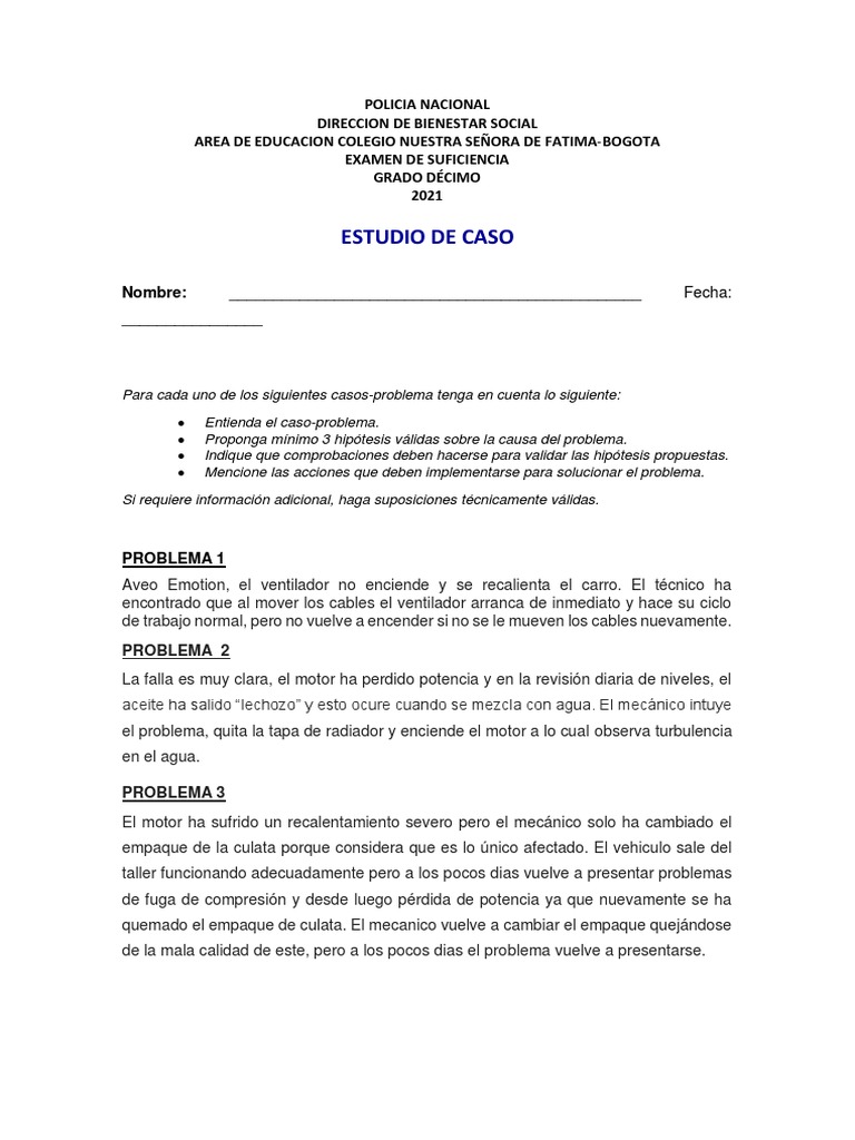 Examen de Suficiencia Grado Decimo | PDF