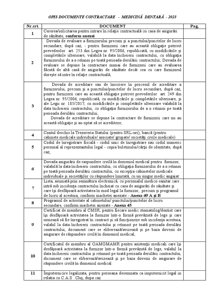 1.OPIS_CONTRACTARE_STOMATOLOGIE_2023 | PDF