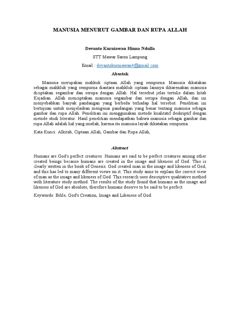 Manusia Menurut Gambar Dan Rupa Allah | PDF