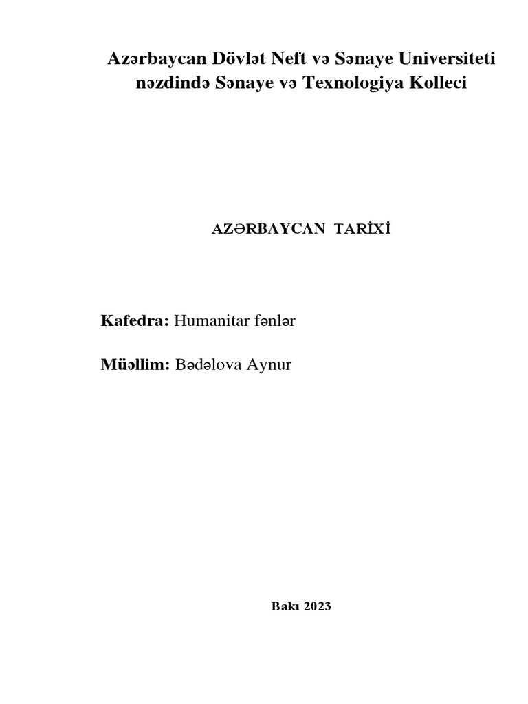 Tarix Muhazire-1 | PDF