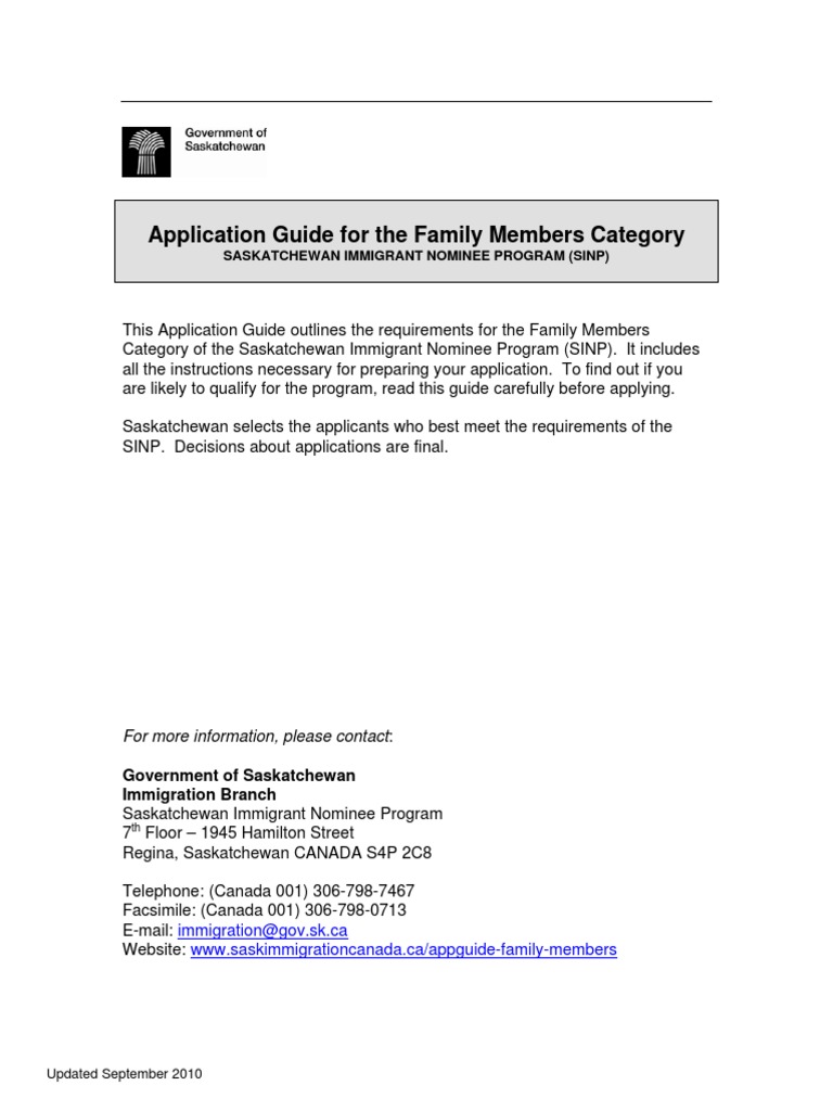 Application Guide For The Family Members Category | PDF | Family ...