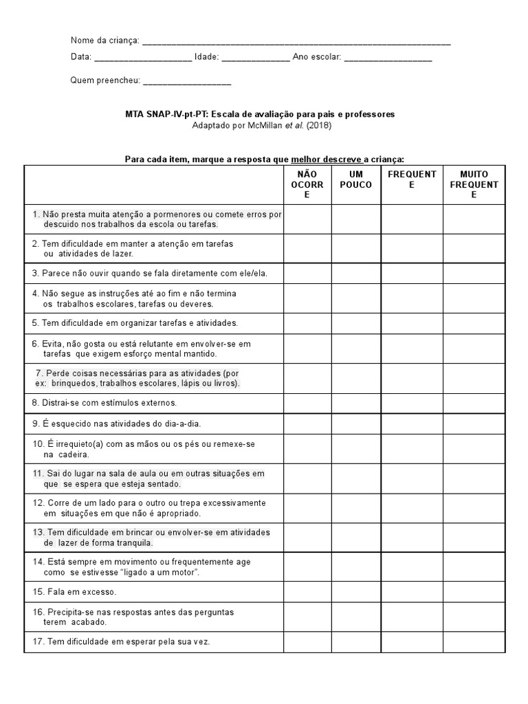 Snap-IV Pais e Prof | PDF | Carreira e Crescimento | Autoajuda