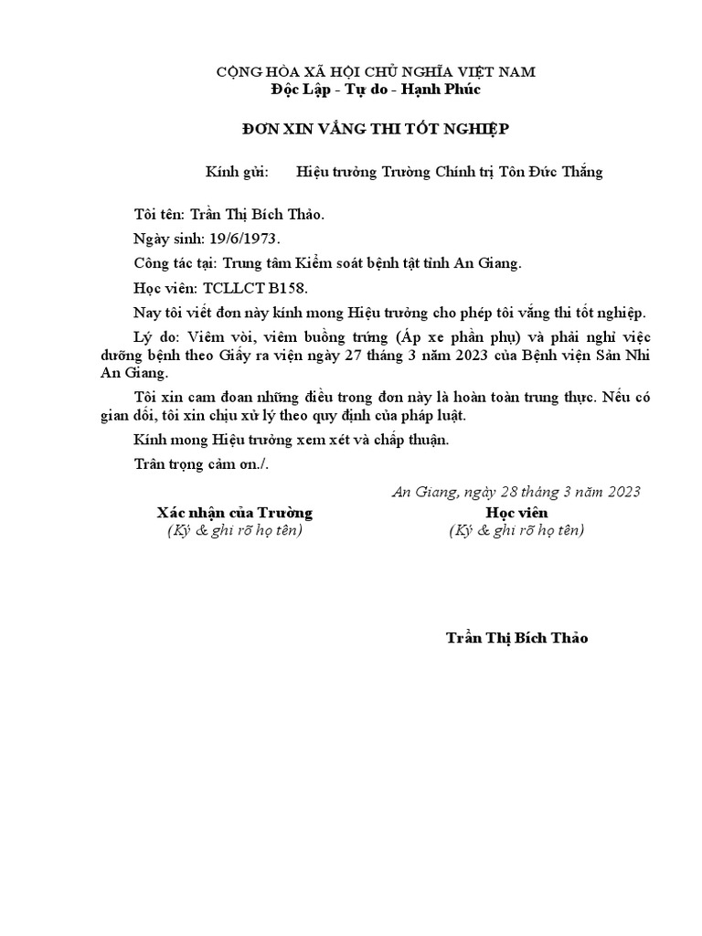 1.-DON-XIN-VANG-THI-TOT-NGHIEP | PDF